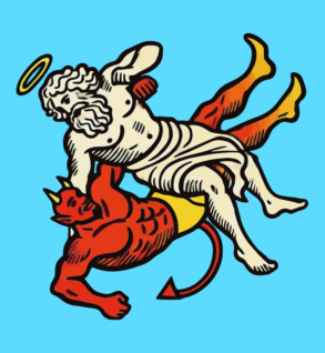 A serious battle between God and the Devil / illustration | ai ...