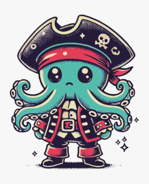 Captain octopus pirate / illustration | ai illustrator file | US$5.00 ...